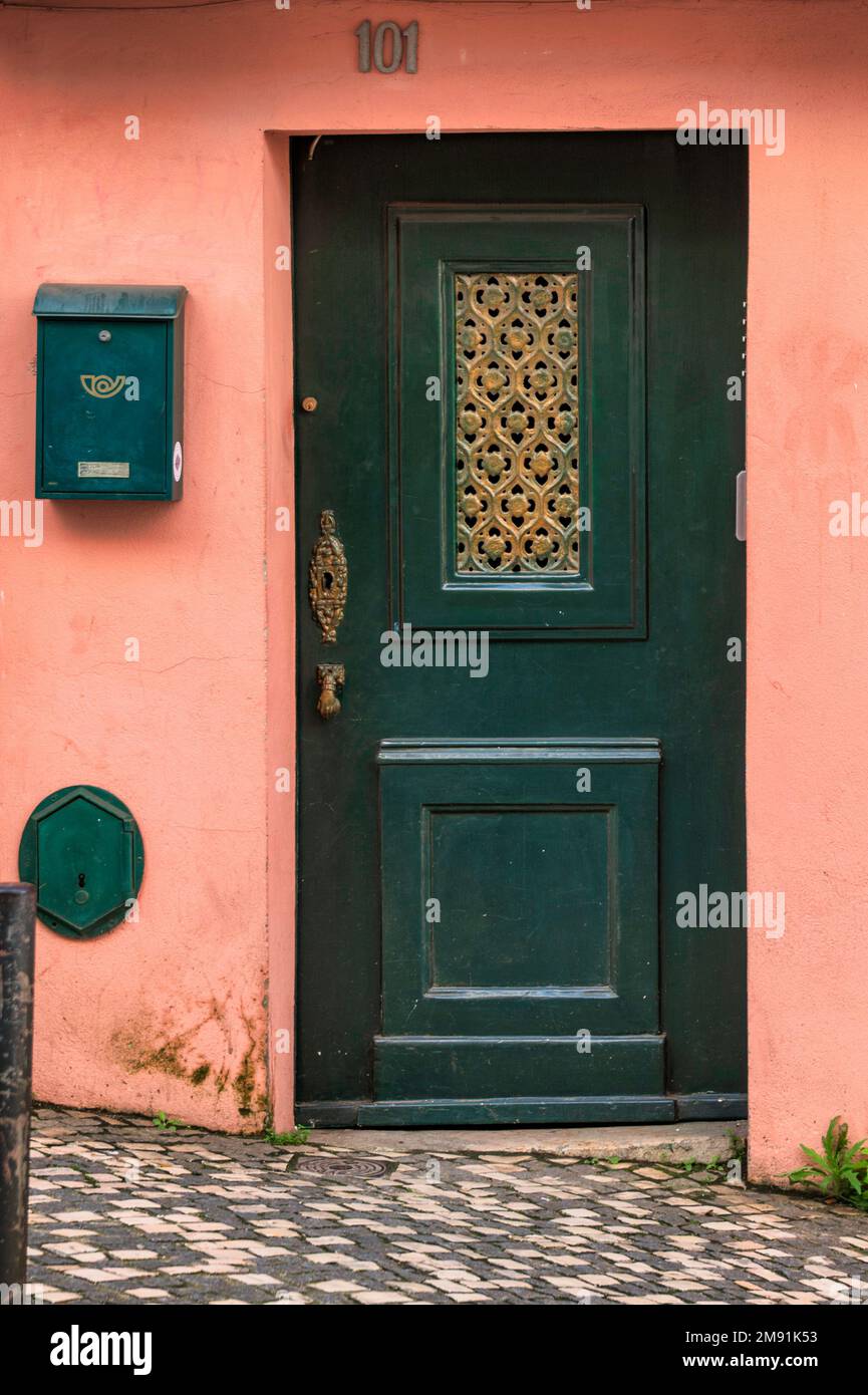Traditional street door in Lisbon Portugal Stock Photo - Alamy