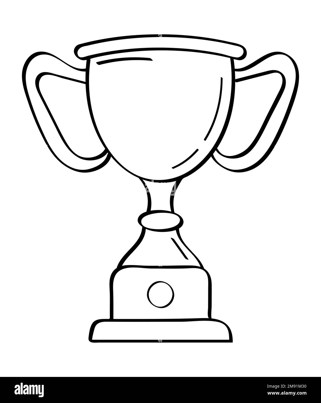 First place doodle icon. Medals and diploma set vector. Champion cup in ...
