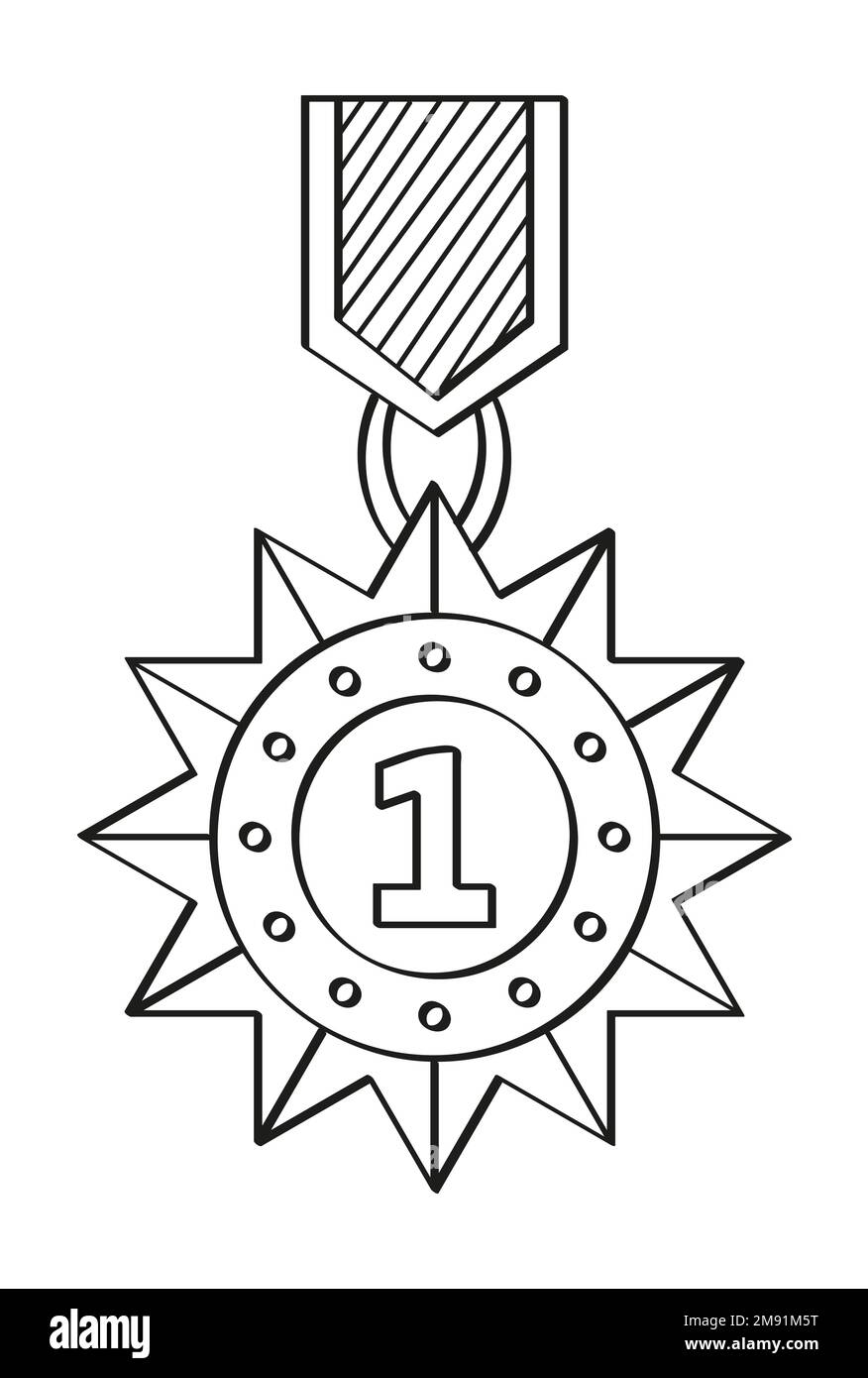 First place doodle icon. Medals and diploma vector. Awards, trophy cups ...