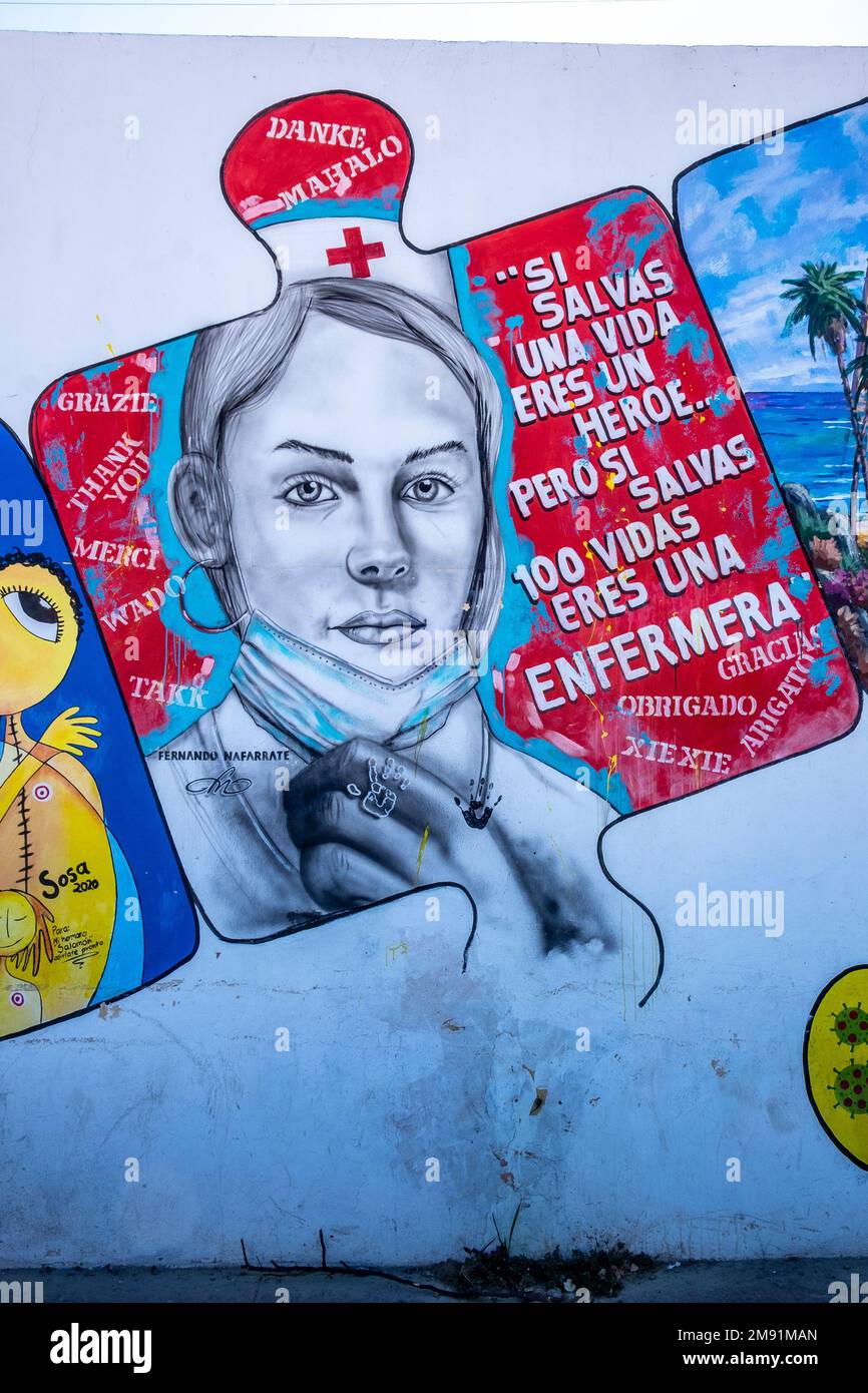 Mural celebrating female nurses, San José del Cabo, Baja California ...