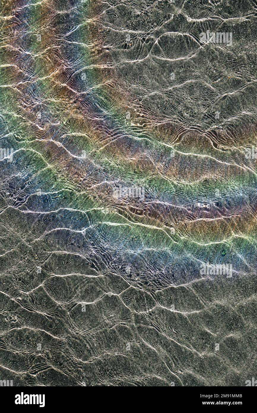 rainbow reflection on the water in the swimming pool Stock Photo - Alamy