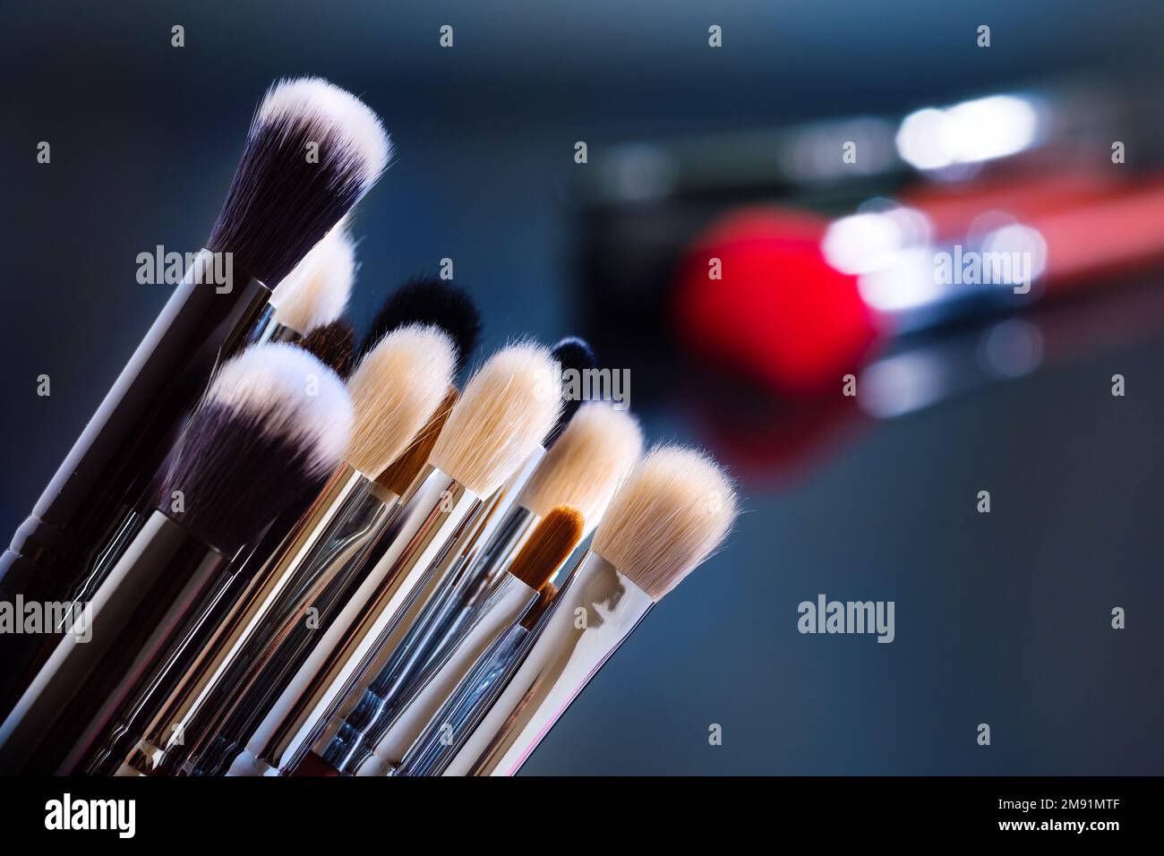 A set of brushes for a make-up close up. Cosmetics, style, fashion ...
