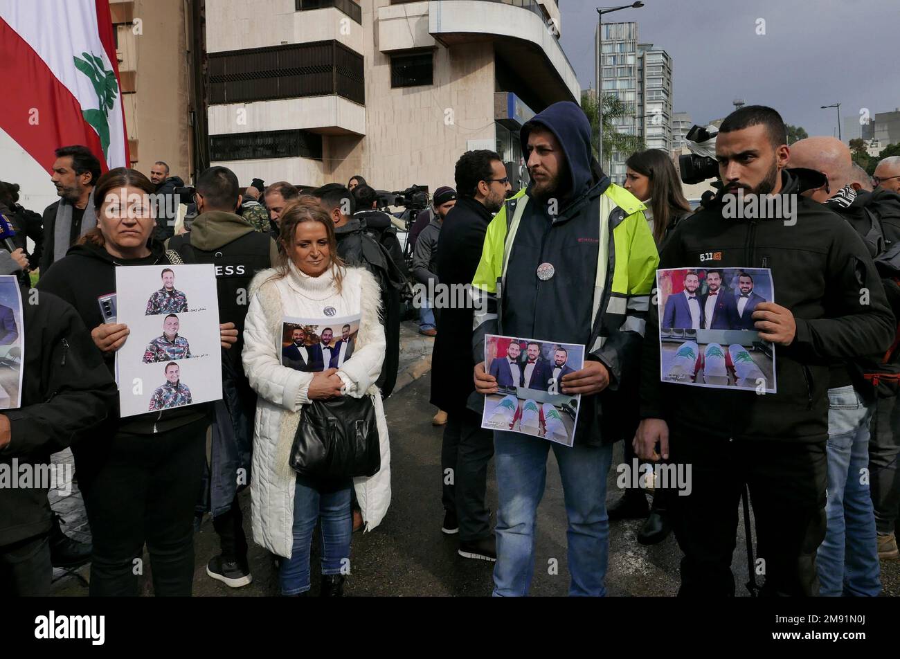 Beirut, Lebanon. 16th Jan, 2023. Relatives of port blast's victims ...