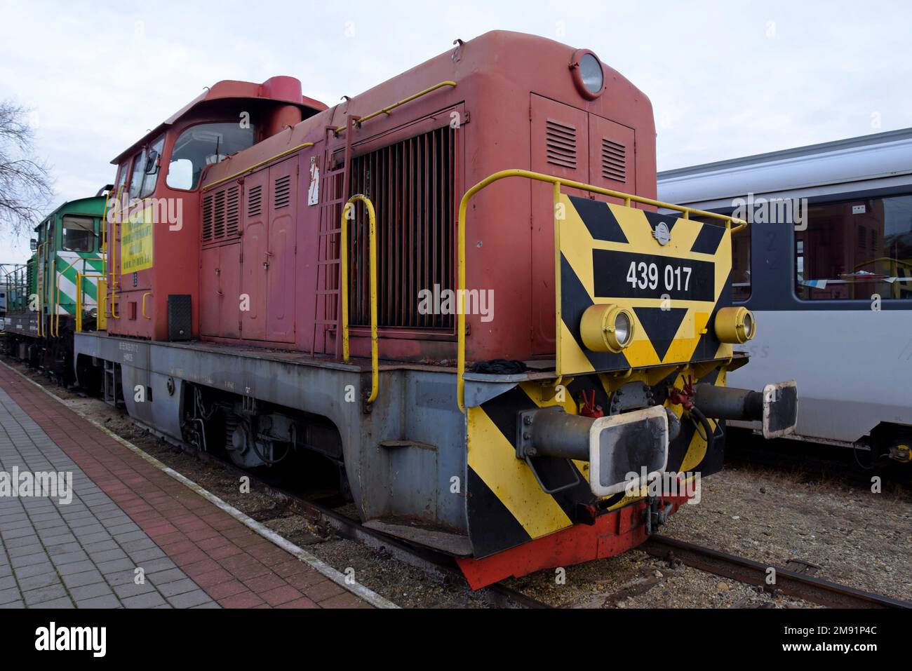 Vintage diesel shunting locomotives displayed at the Hungarian Railway ...