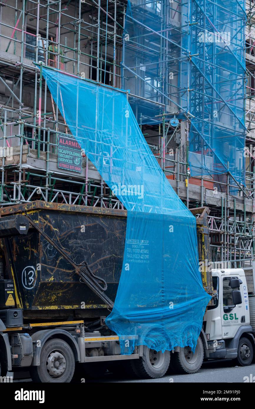 Parked outside a large construction site on St James's, a lorry ...