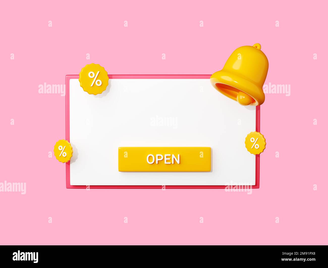 Discount reminder 3d render template - banner with empty space for text ...