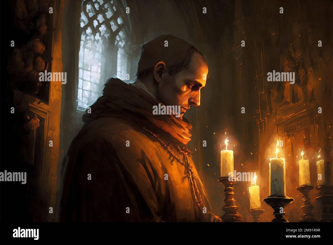 Medieval monk illustrated hi-res stock photography and images - Alamy