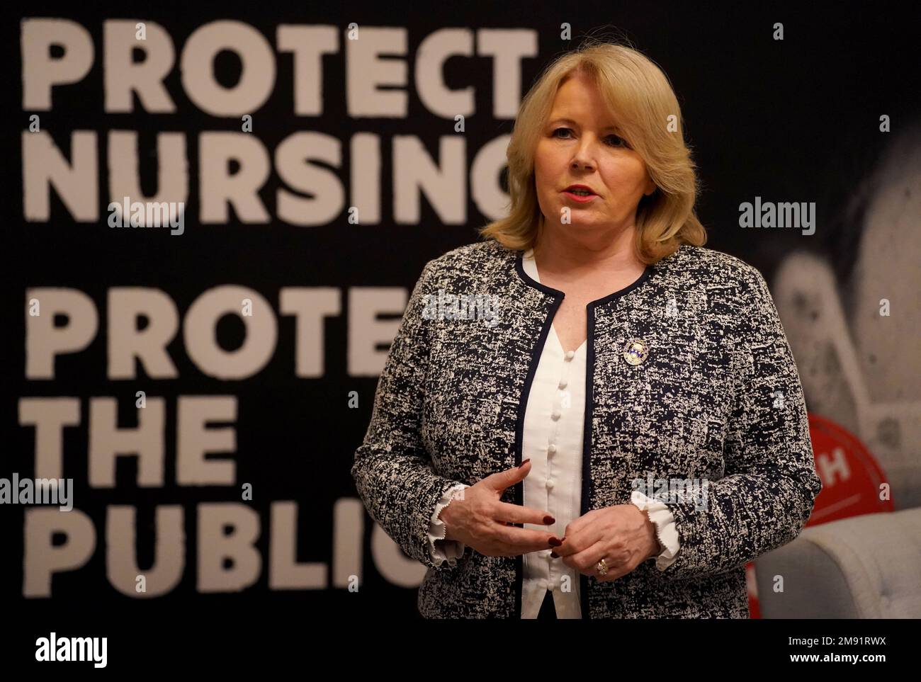 Royal College of Nursing (RCN) chief executive Pat Cullen speaking to ...