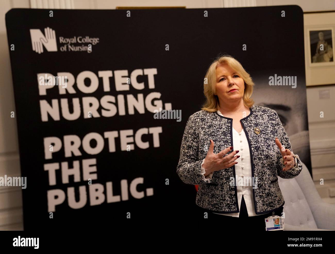 Royal College of Nursing (RCN) chief executive Pat Cullen speaking to ...