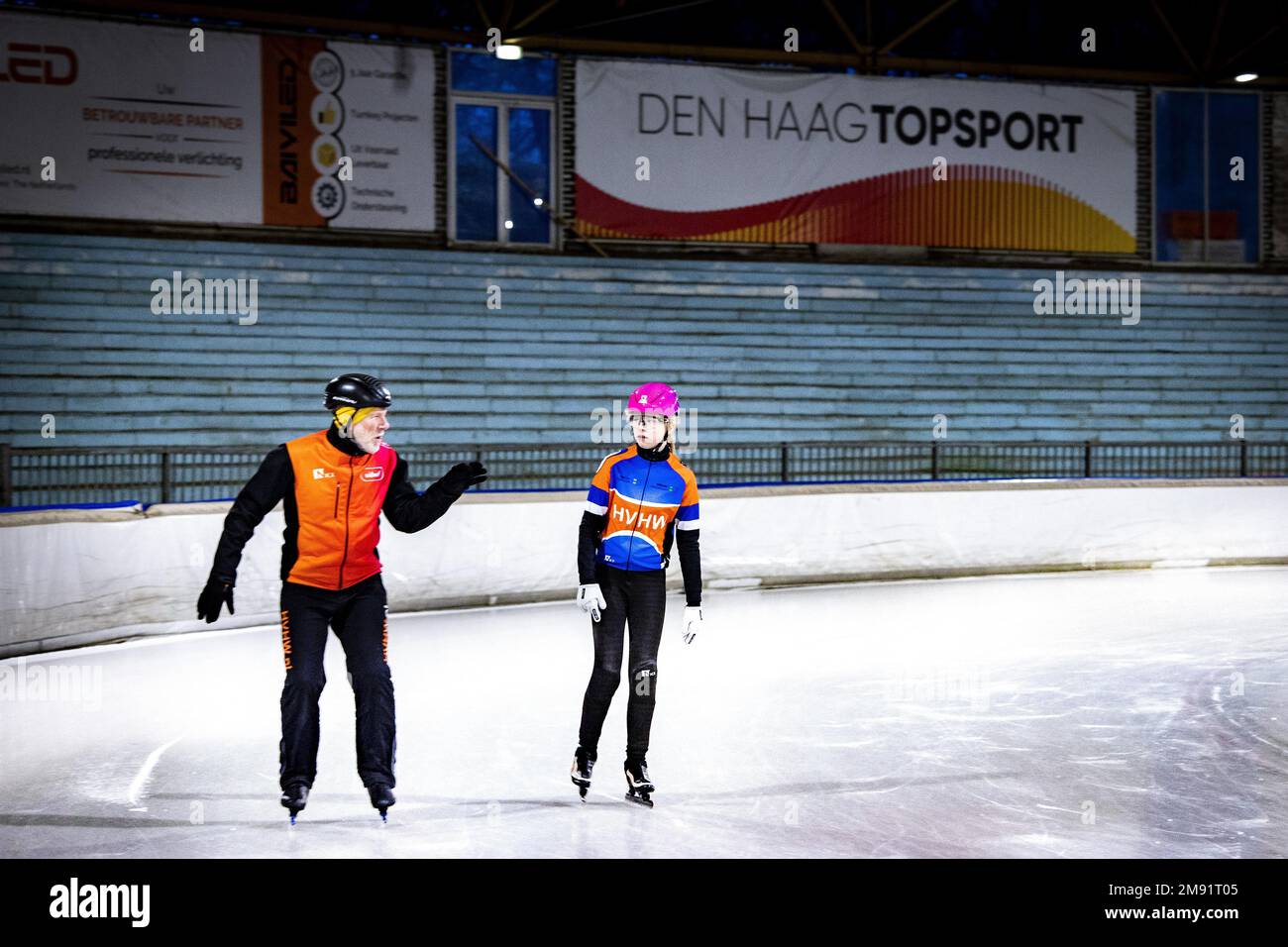 THE HAGUE - Skaters on the ice rink in The Hague. De Uithof, which also ...