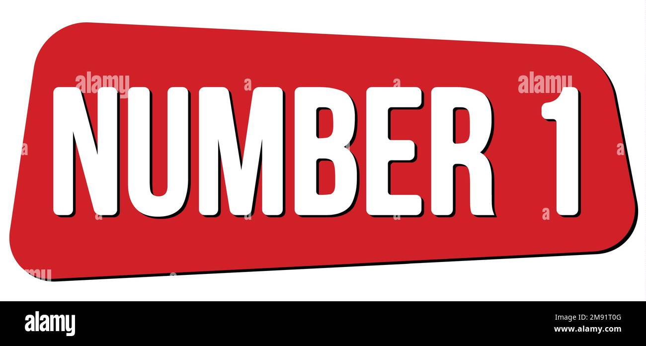 NUMBER 1 text written on red trapeze stamp sign Stock Photo - Alamy