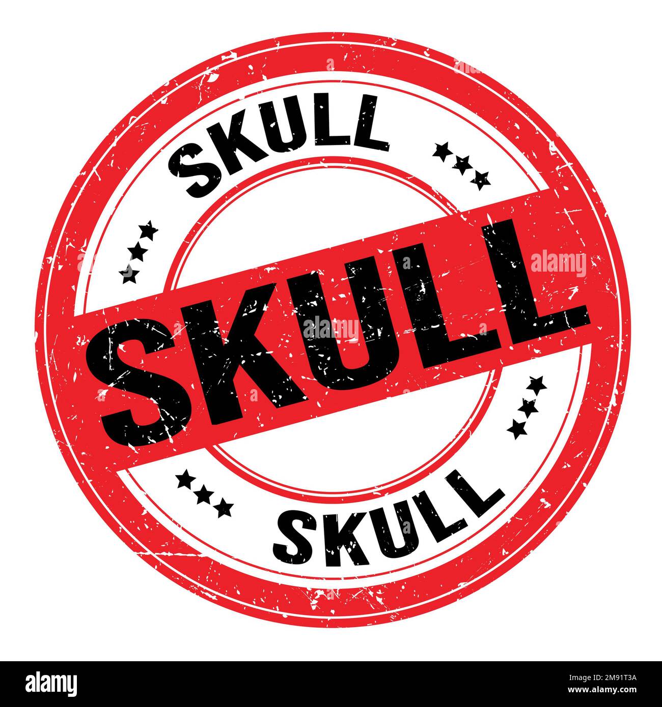 SKULL text written on red-black round grungy stamp sign Stock Photo - Alamy