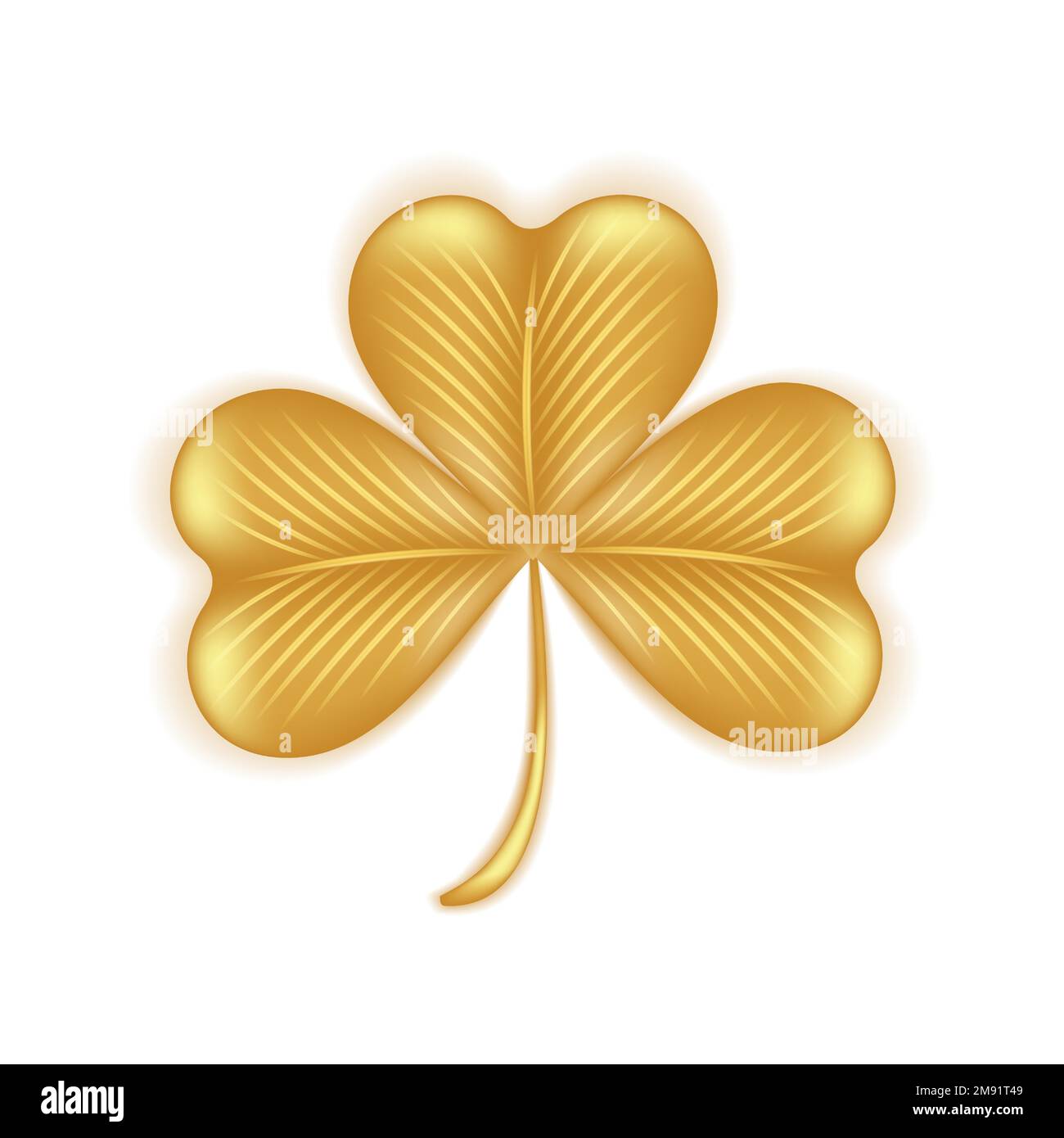 Golden shamrock 3d. Symbol of Happy St. Patricks Day and good luck ...
