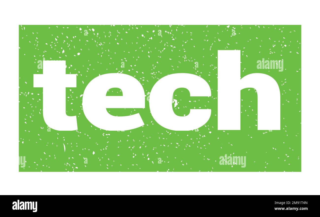 tech text written on green grungy stamp sign Stock Photo - Alamy