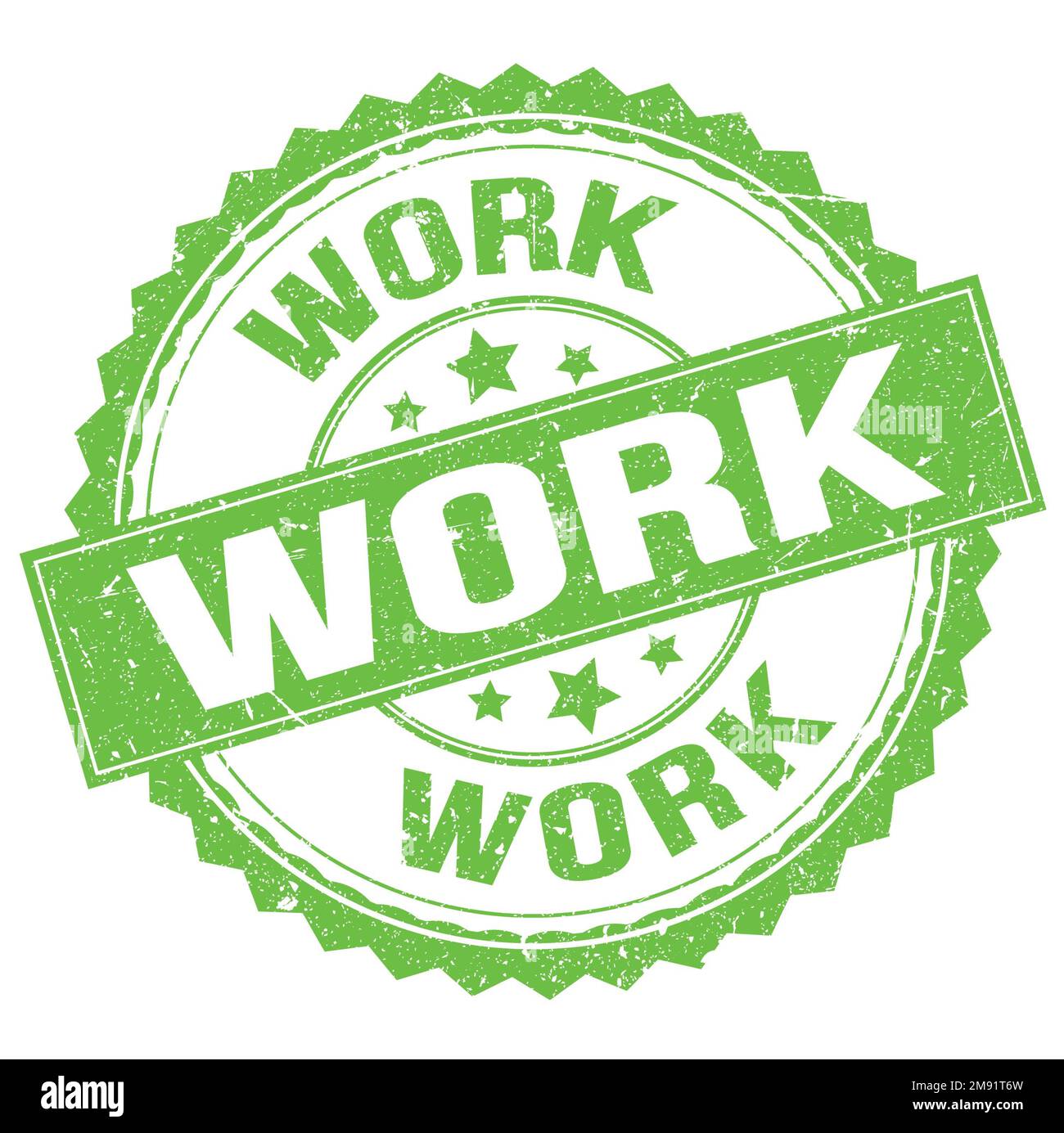 WORK text written on green round stamp sign Stock Photo - Alamy