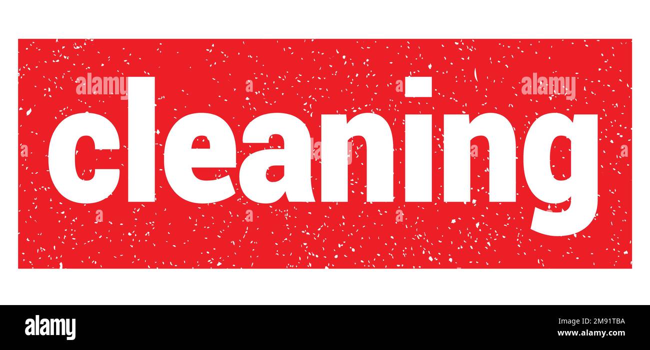 cleaning text written on red grungy stamp sign Stock Photo - Alamy