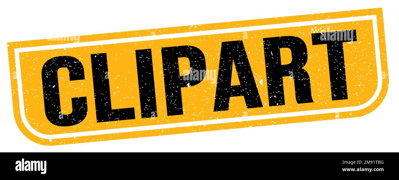 CLIPART text written on yellow-black grungy stamp sign Stock Photo - Alamy