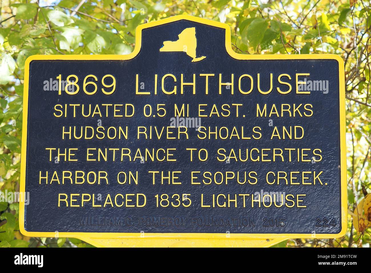 A sign banner about 1869 lighthouse Stock Photo - Alamy