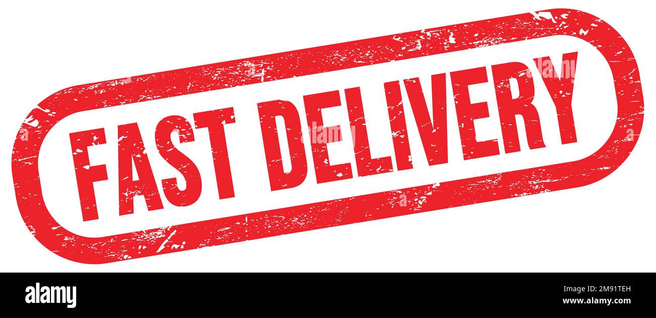 FAST DELIVERY, text on red rectangle stamp sign Stock Photo - Alamy
