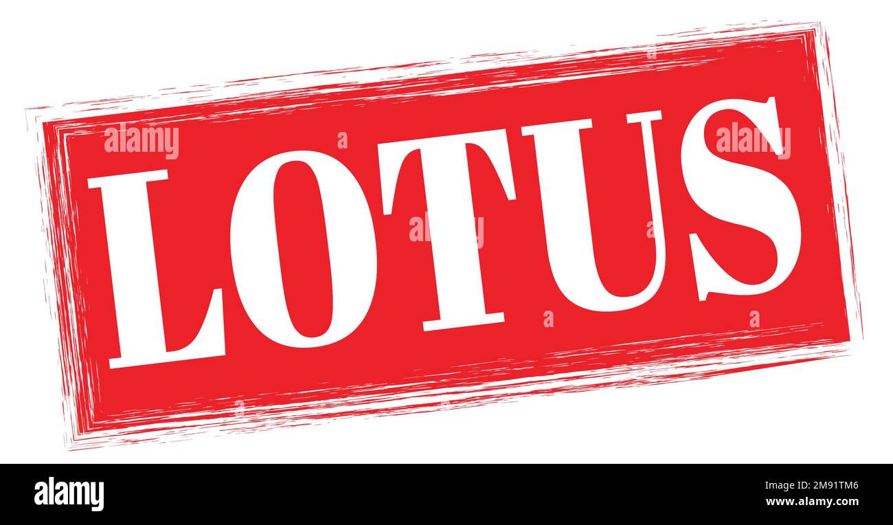 LOTUS text written on red rectangle stamp sign Stock Photo - Alamy