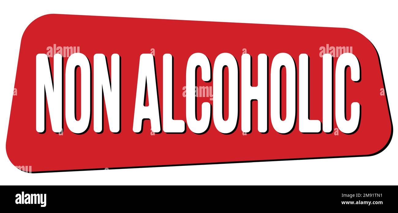 NON ALCOHOLIC text written on red trapeze stamp sign Stock Photo - Alamy