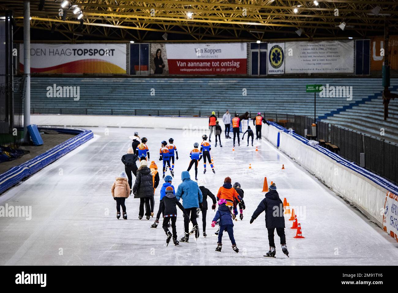THE HAGUE - Skaters on the ice rink in The Hague. De Uithof, which also ...