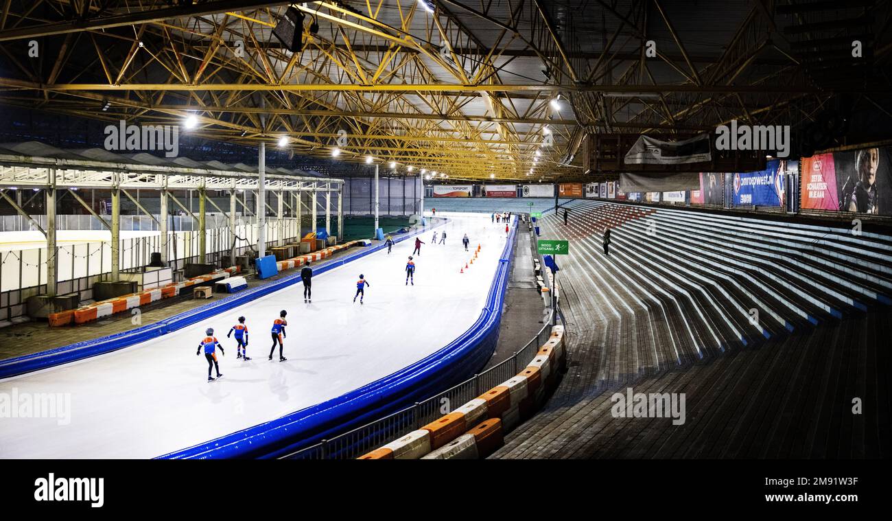 THE HAGUE - Skaters on the ice rink in The Hague. De Uithof, which also ...