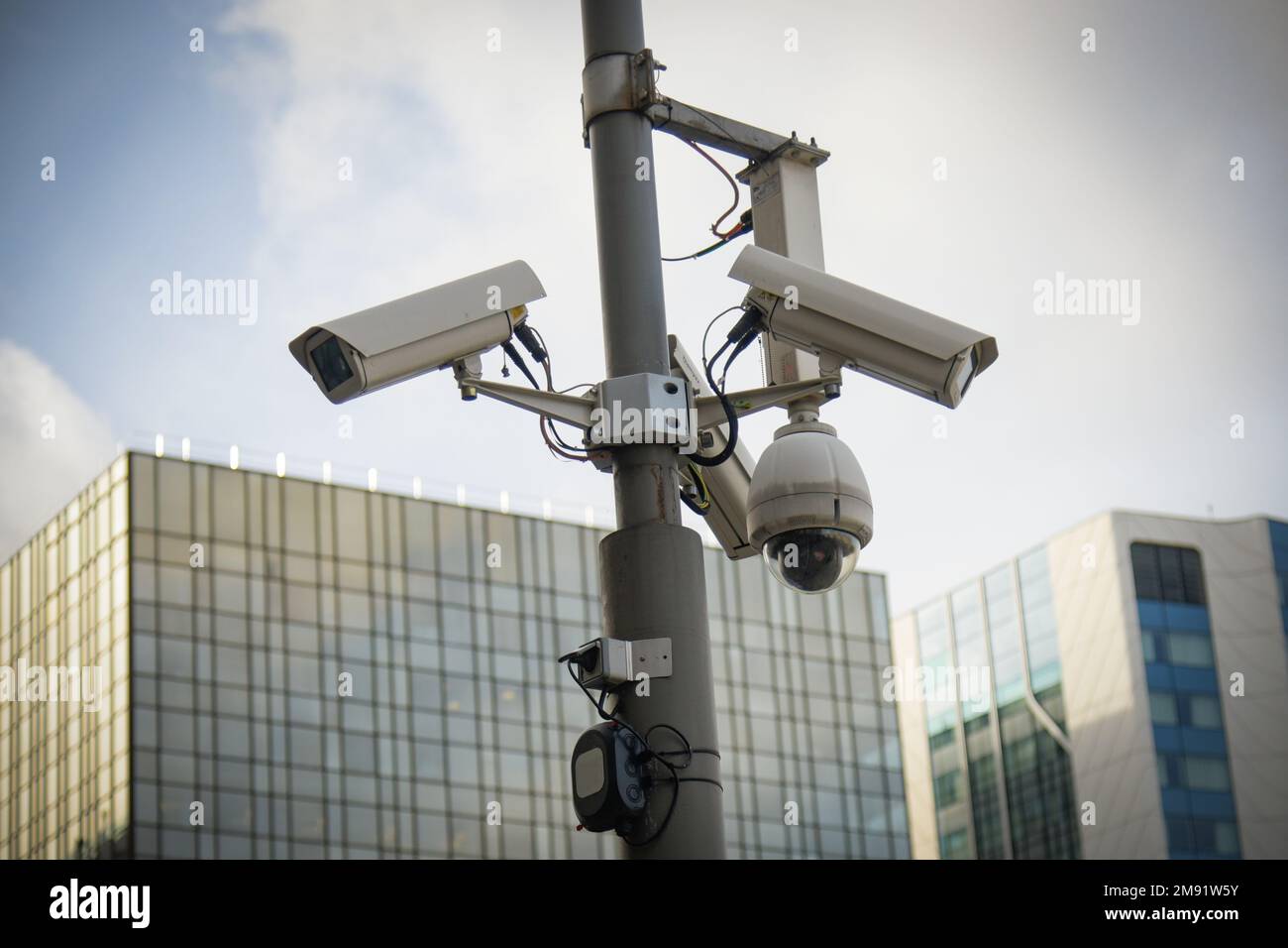 view of surveillance cameras in urban area in Paris Stock Photo - Alamy