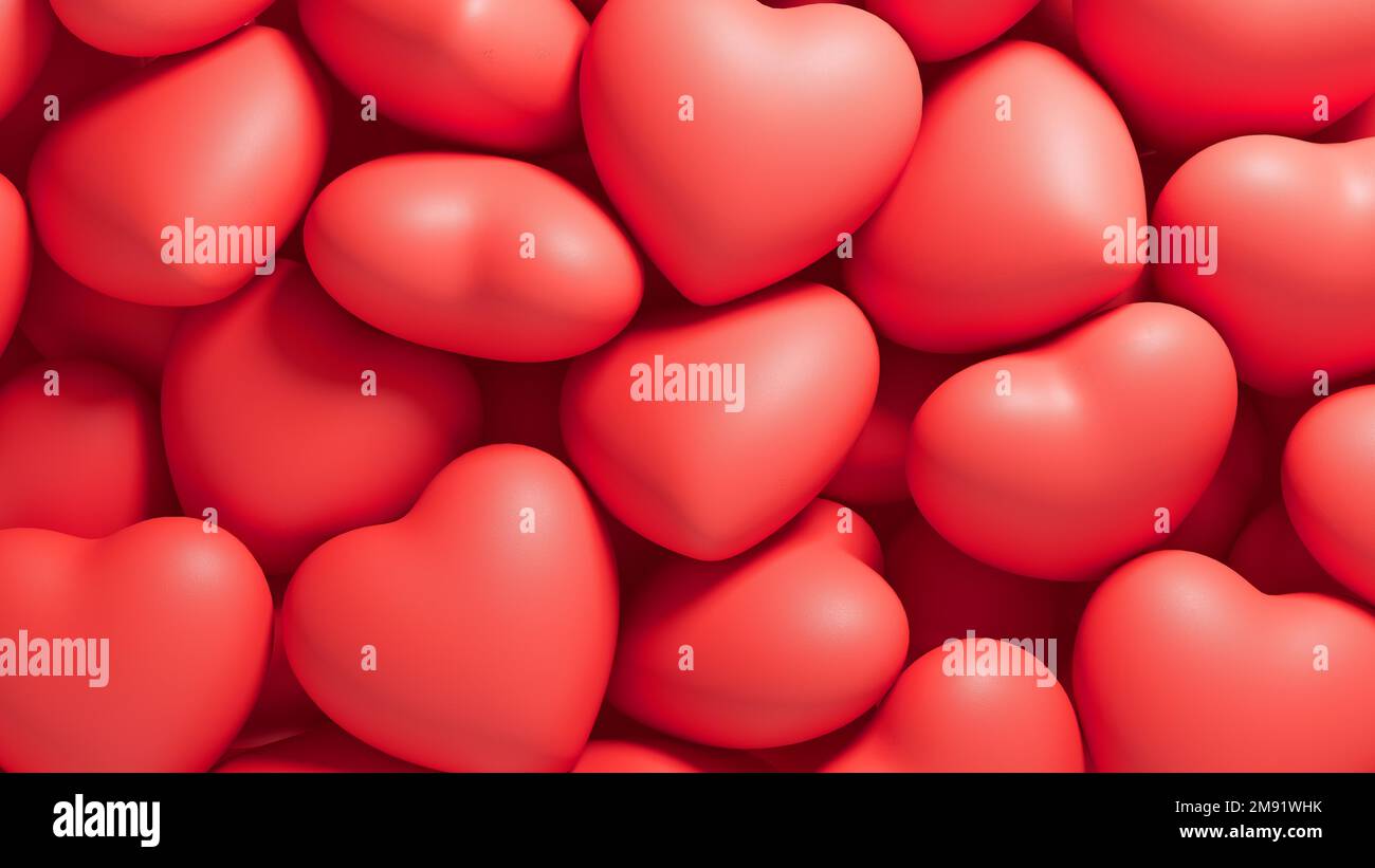 Many red hearts background. Valentine day backdrop. 3d render ...