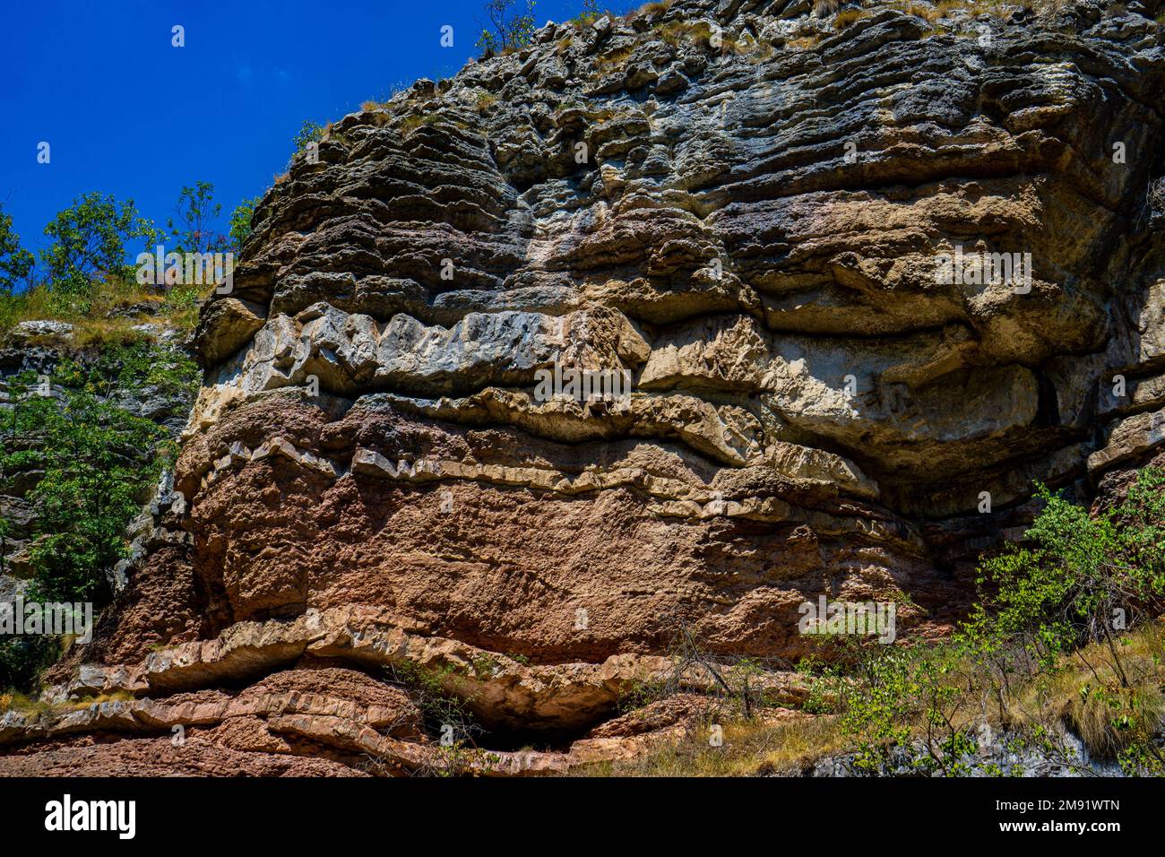 View at geological formations at Boljetin river gorge in Eastern Serbia ...
