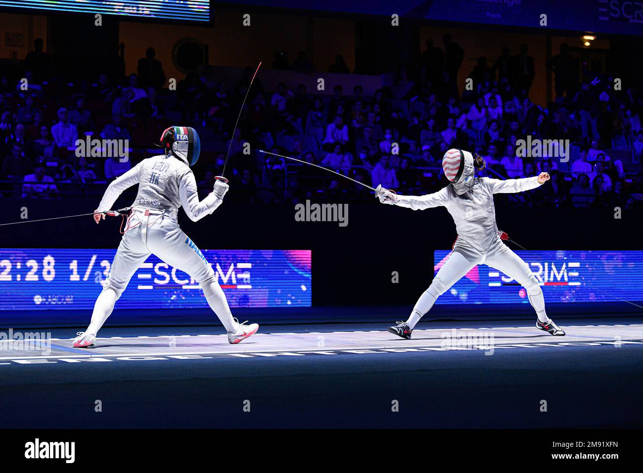 Paris, France. 14th Jan, 2023. Alice Volpi (ITA) and Lee Kiefer (USA ...