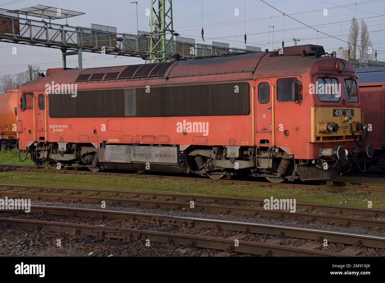 A MÁV M41 class diesel locomotive used by Hungarian State Railways at ...