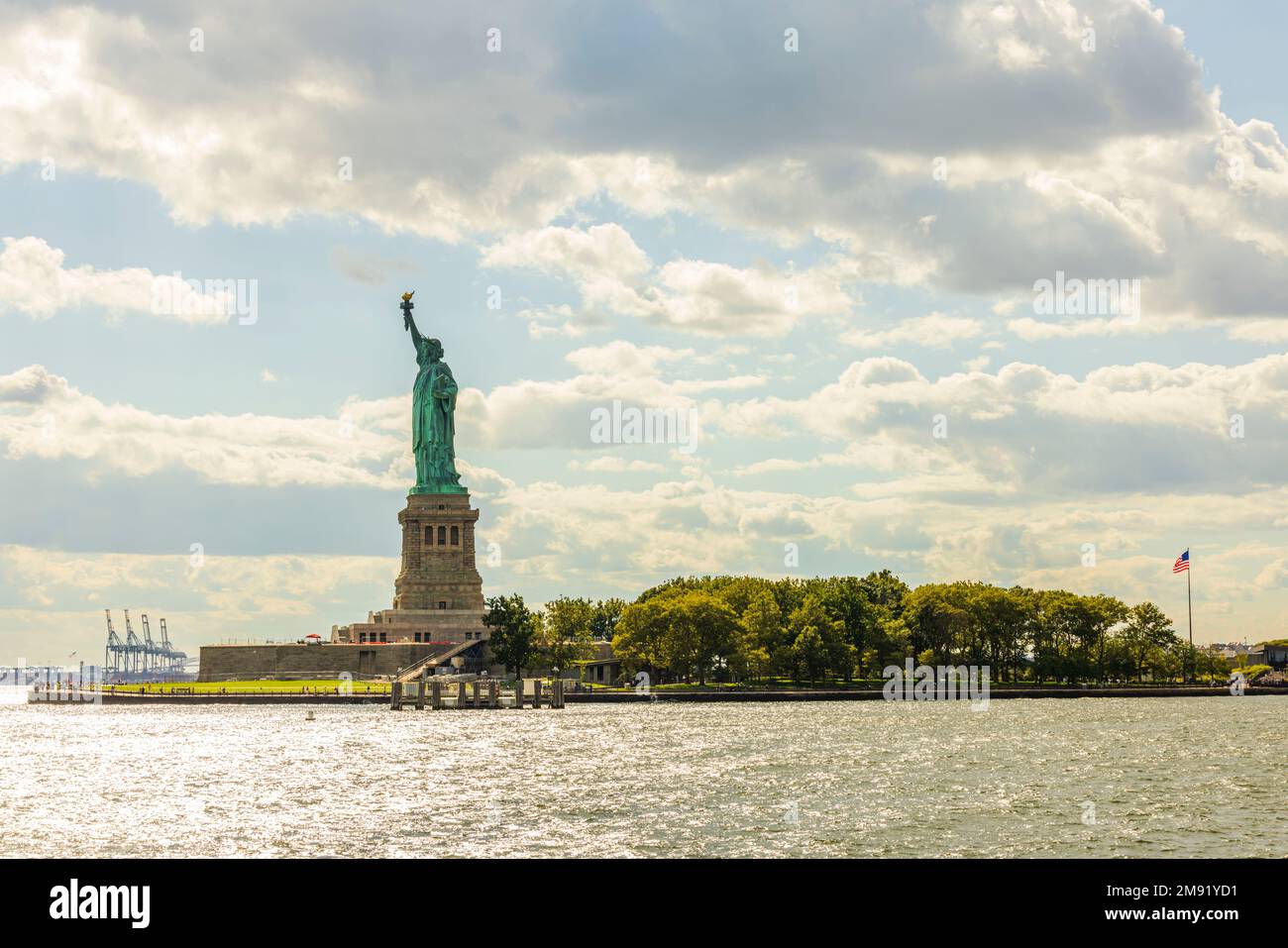 Beautiful view of Statue of Liberty on Liberty island in New York in ...