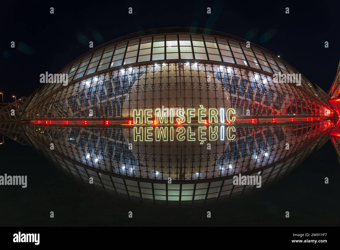 The Hemisferic in The City of Arts and Sciences of Valencia, resembles ...