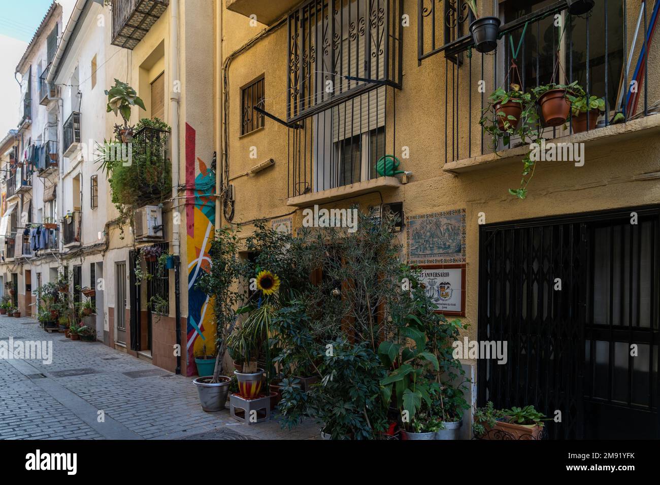 Cañete street in the historic district of Valencia, known for the ...