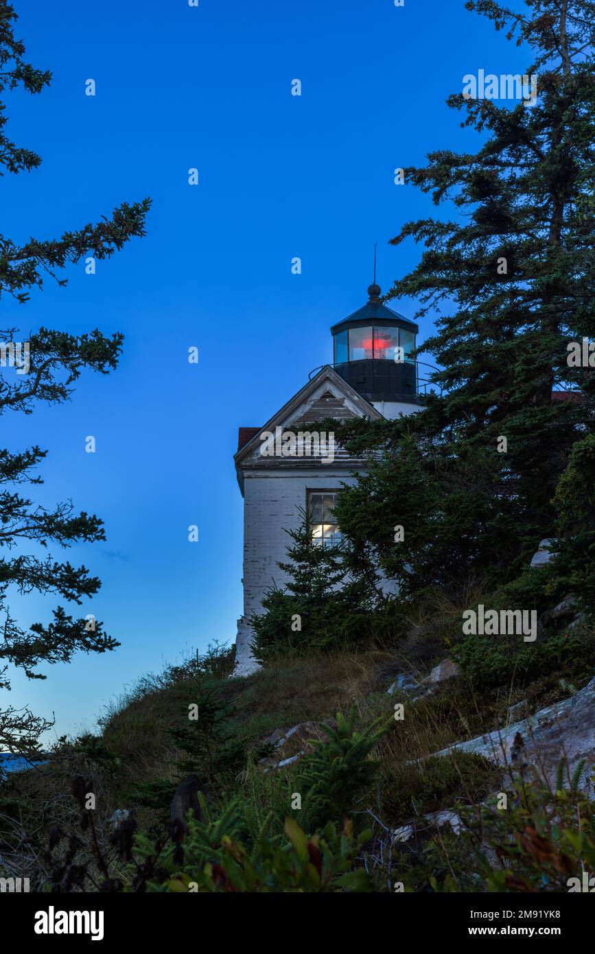 Bass Harbor Lighthouse in early morning in Acadia National Park, Maine ...
