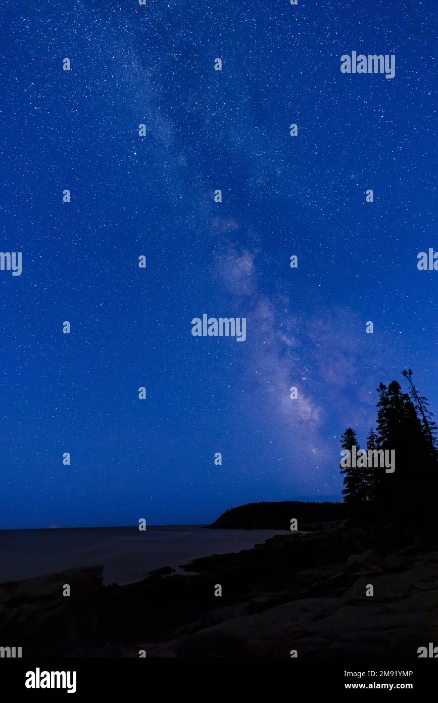 Otter Point under the Milky Way in Acadia National Park, Maine Stock ...