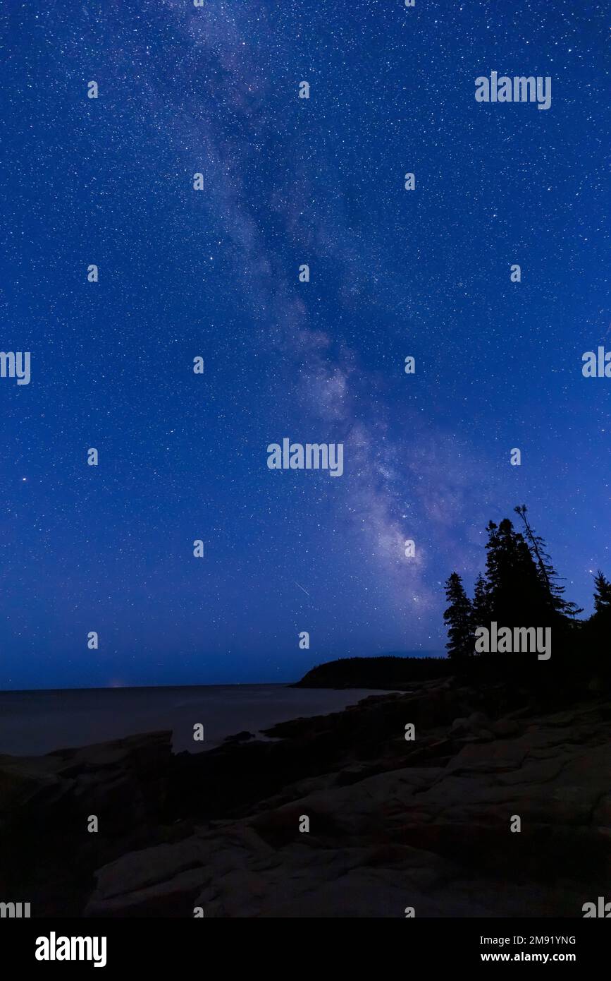 Otter Point under the Milky Way in Acadia National Park, Maine Stock ...