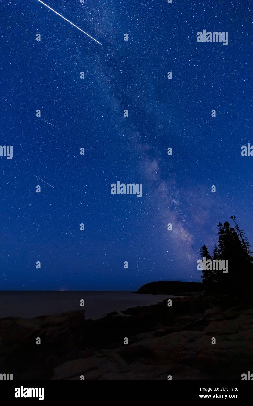 Otter Point under the Milky Way in Acadia National Park, Maine Stock ...