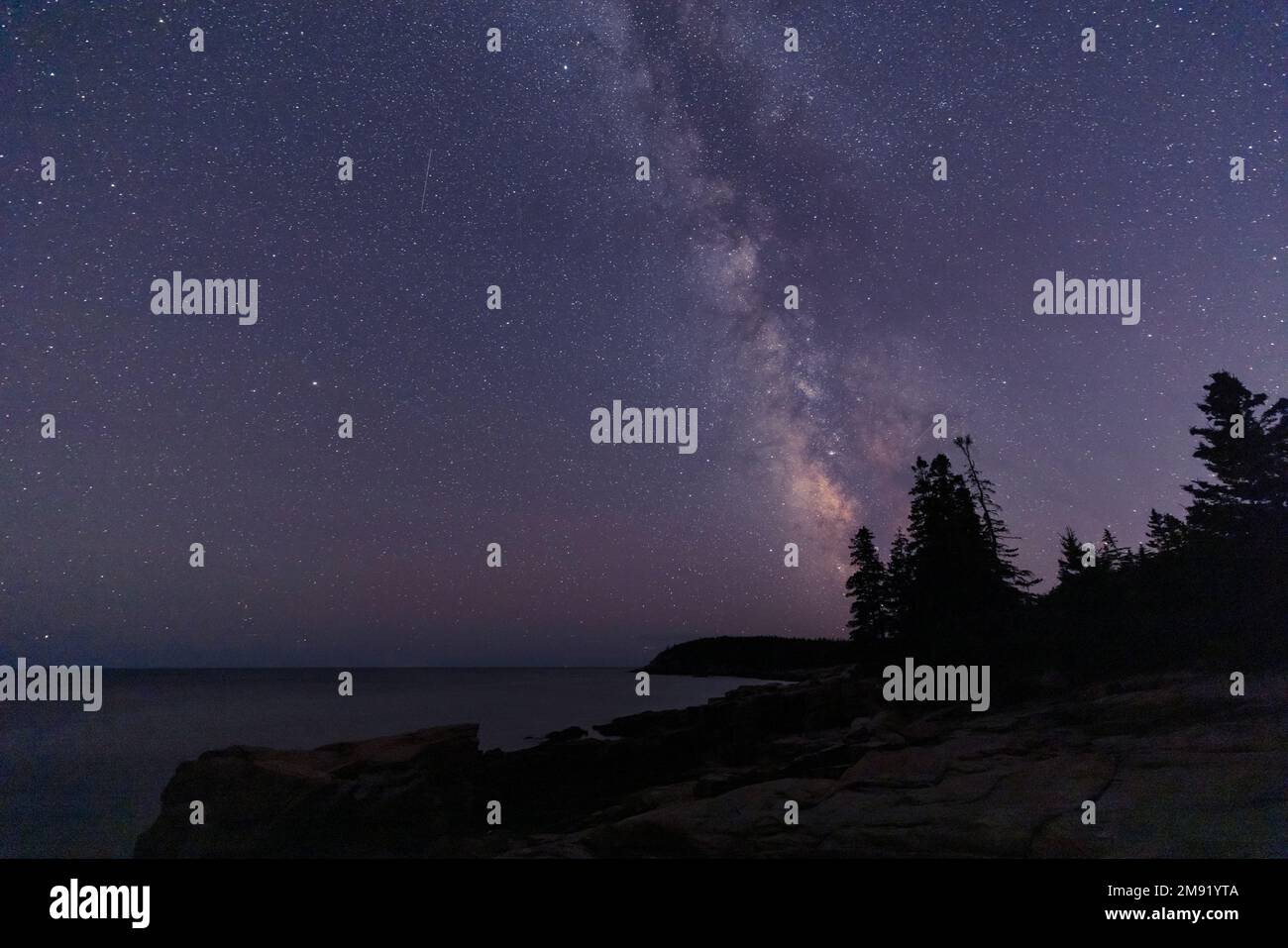 Otter Point under the Milky Way in Acadia National Park, Maine Stock ...