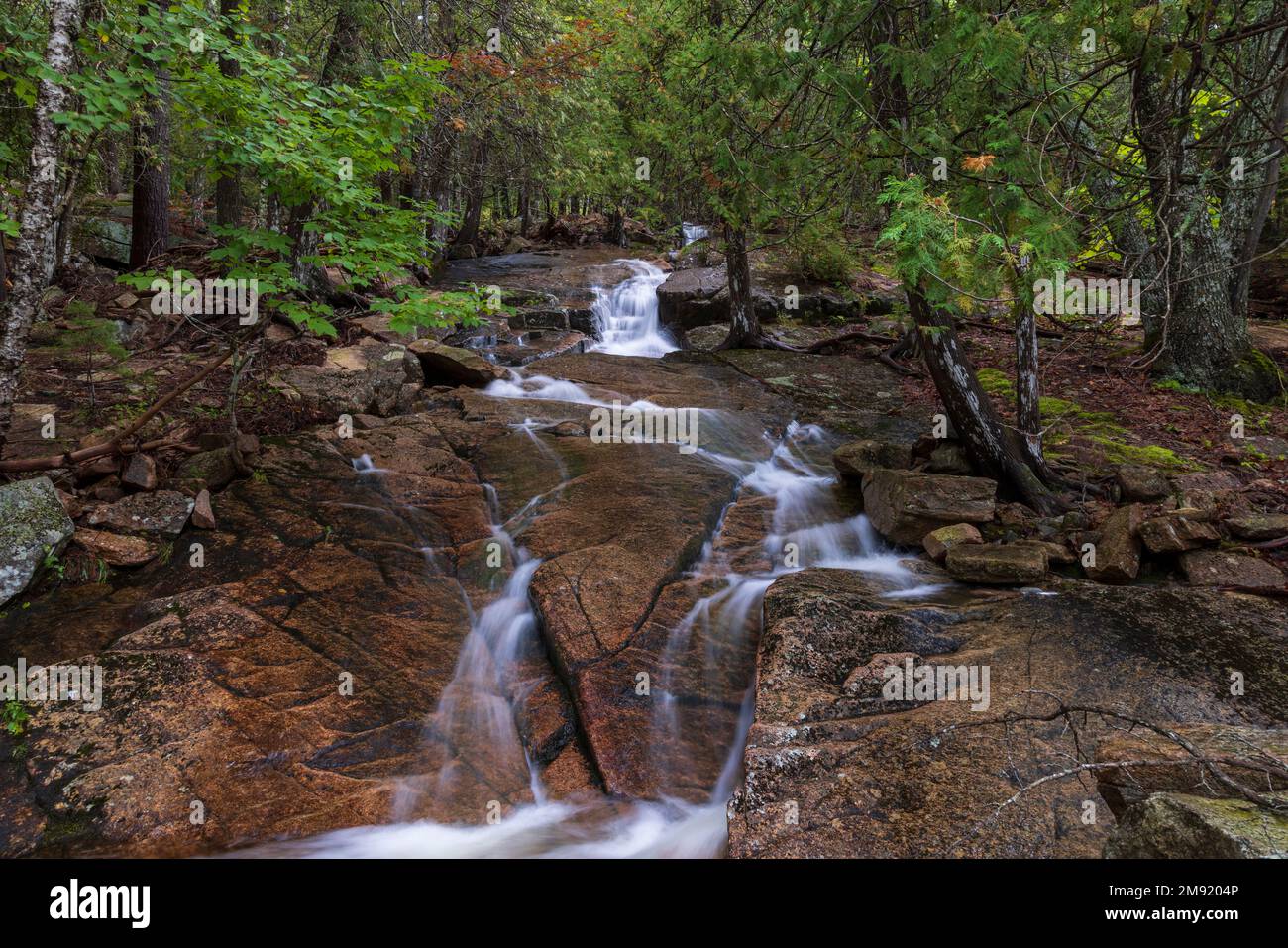 Waterfall on the slope of Cadillac Mountain in Acadia National Park ...
