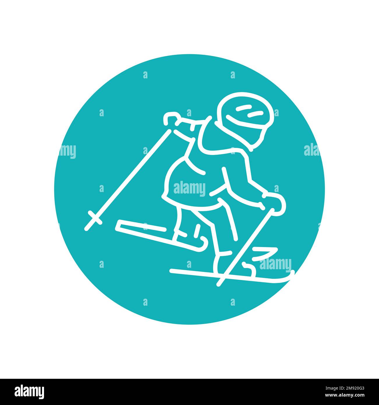 Child skier color line icon. Skiing in winter Alps. Vector illustration ...