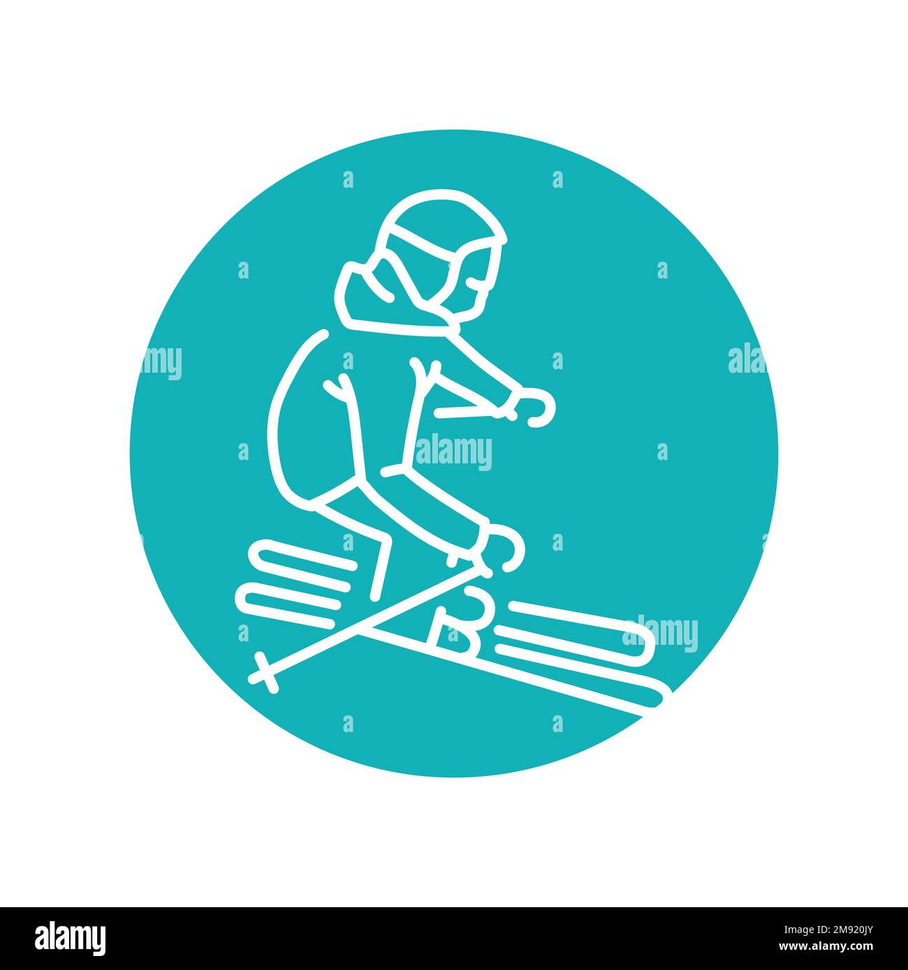 Child skier color line icon. Skiing in winter Alps. Vector illustration ...
