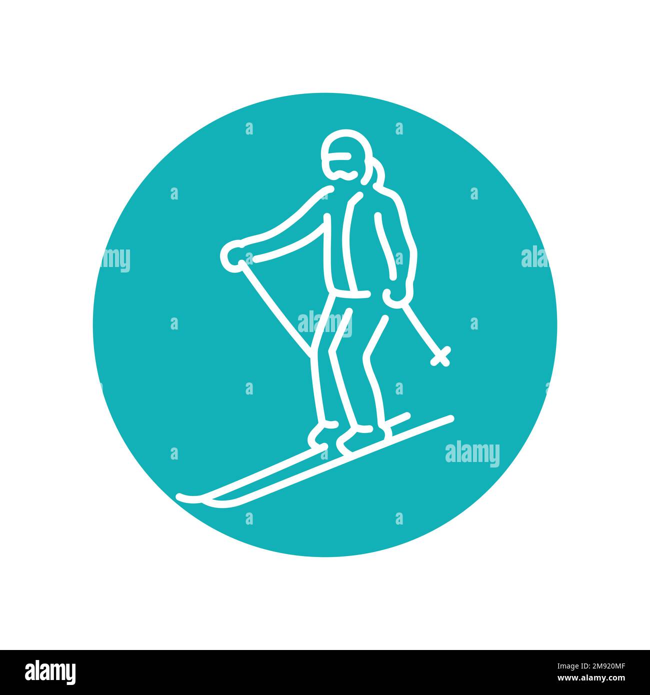Skier color line icon. Skiing in winter Alps. Vector illustration Stock ...