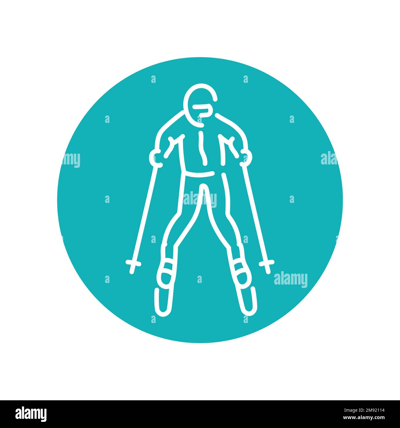 Skier color line icon. Skiing in winter Alps. Vector illustration Stock ...