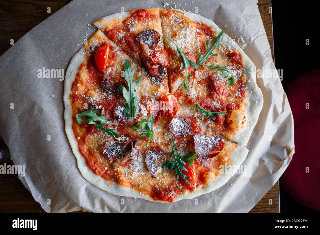 pizza pepperoni or salami meat sausage and double cheese fast food ...