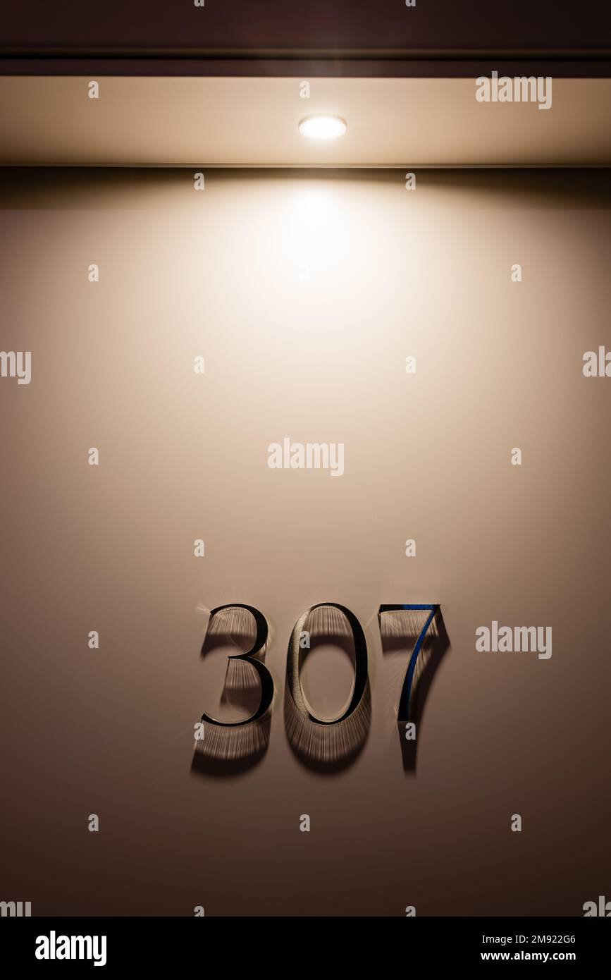 room door with three hundred and seven numbers in hotel,stock image ...