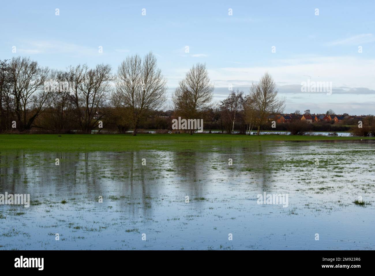 Flood water in a public park after the river banks burst from heavy ...