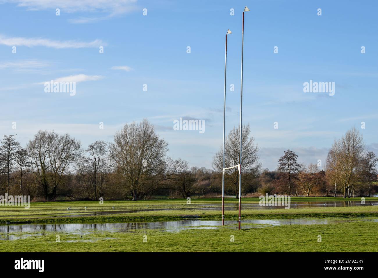 Waterlogged football pitch hi-res stock photography and images - Alamy