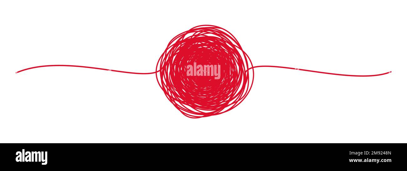 Tangled banner with scribbled circle hand drawn with thin line Stock ...